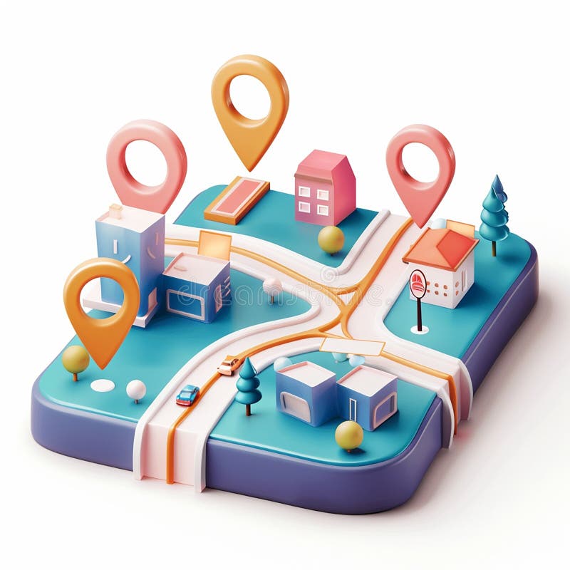 A 3D Icon of a Tech Roadmap Map with a White Background Stock ...