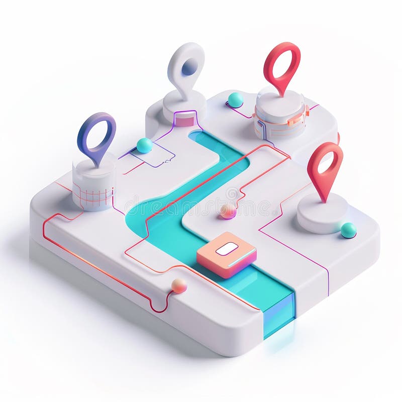 A 3D Icon of a Tech Roadmap Map with a White Background Stock ...