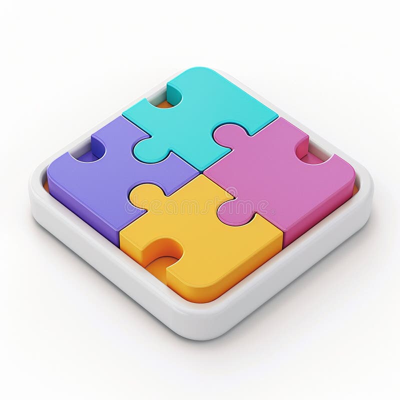 A 3D Icon of a Tech Solution Puzzle with Pieces with a White Background ...