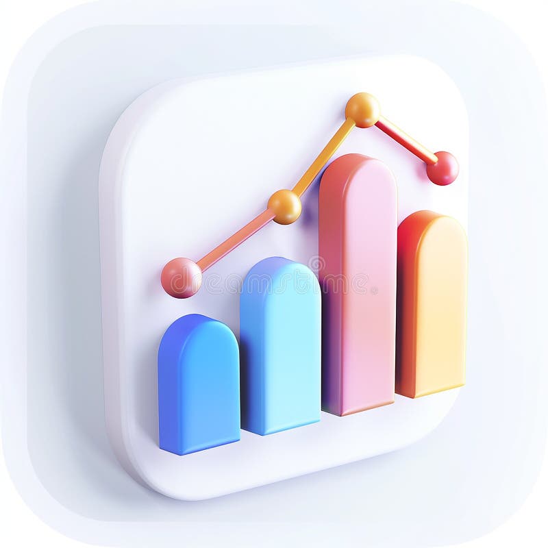 A 3D Icon of a Tech Trend Line Graph with a White Background Stock ...