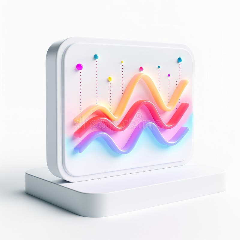 A 3D Icon of a Tech Trend Line Graph with a White Background Stock ...