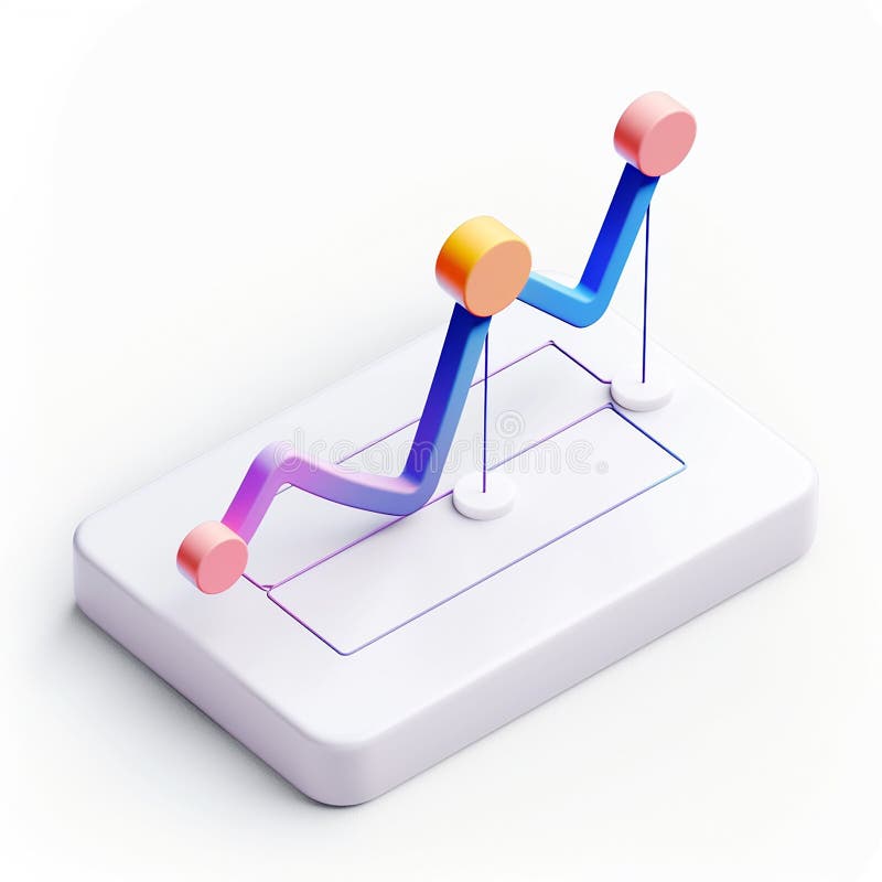 A 3D Icon of a Tech Trend Line Graph with a White Background Stock ...