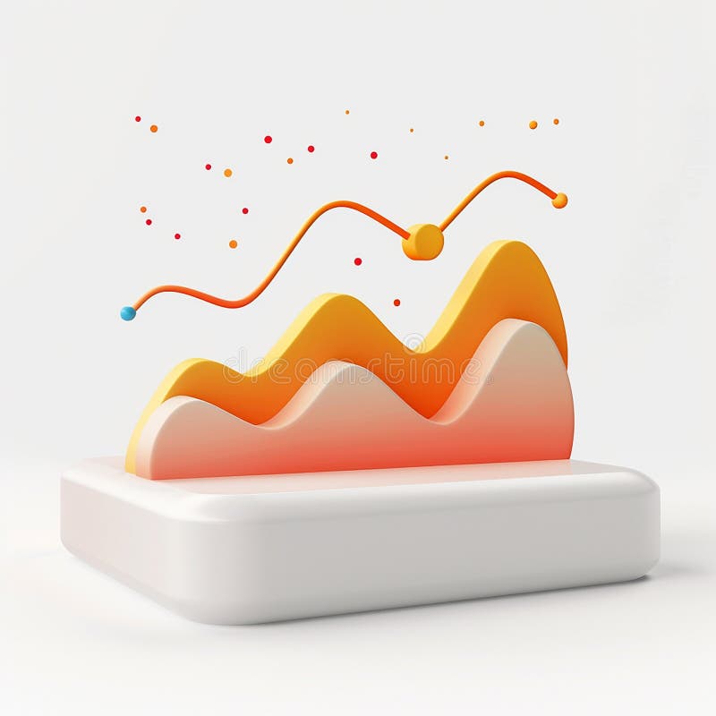 A 3D Icon of a Tech Trend Line Graph with a White Background Stock ...