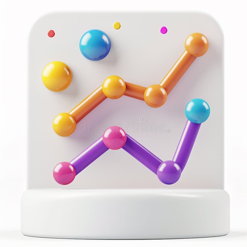 A 3D Icon of a Tech Trend Line Graph with a White Background Stock ...