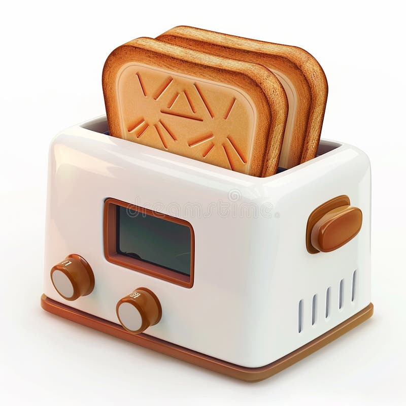 A 3D Icon of a Toaster with a White Background Stock Illustration ...