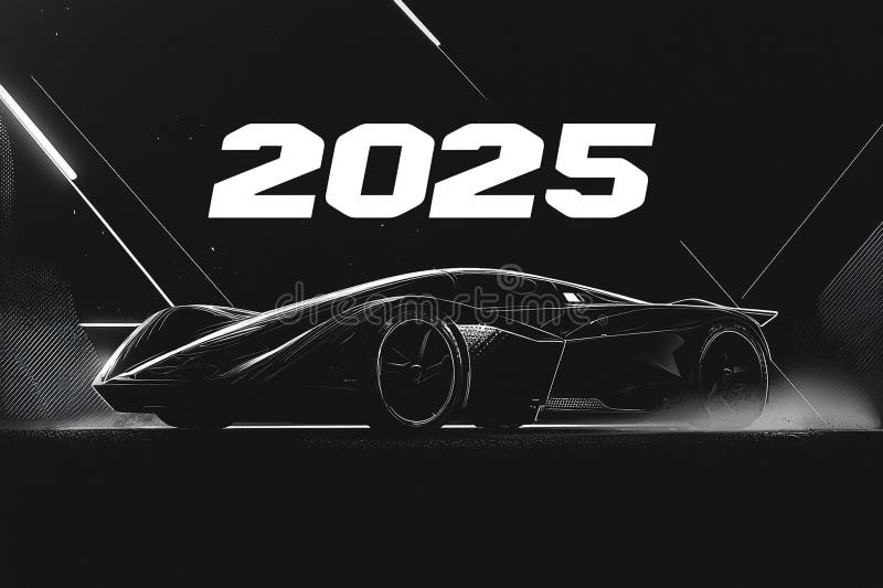 2025 Depicted in Sleek Minimalistic Black and White Design Stock ...