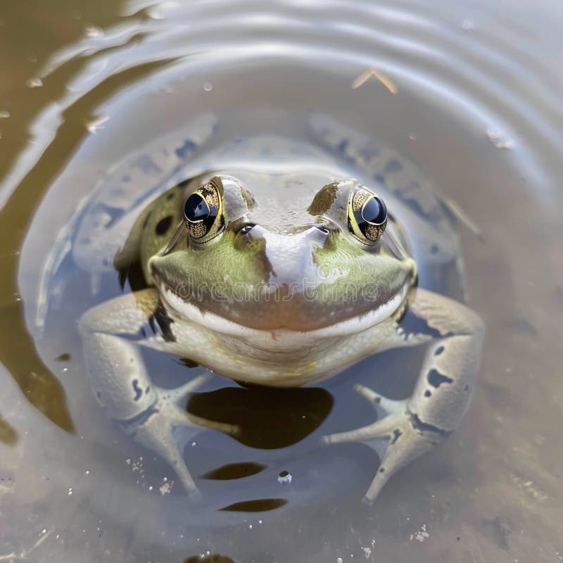 Frog Jumping in Pond with Smiley Face Stock Illustration - Illustration ...