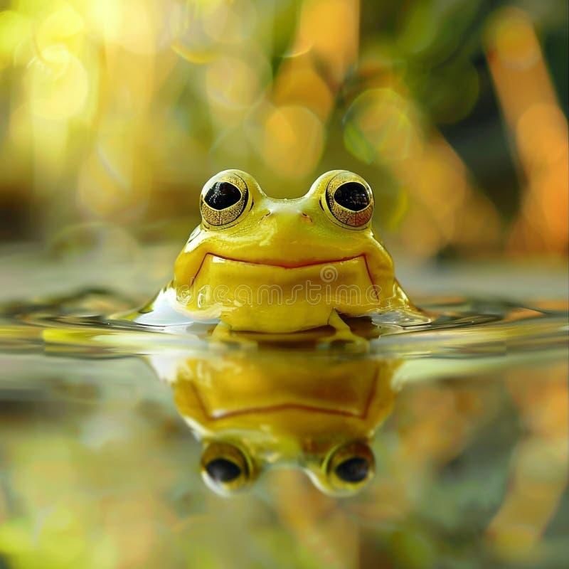 Frog Jumping in Pond with Smiley Face Stock Illustration - Illustration ...