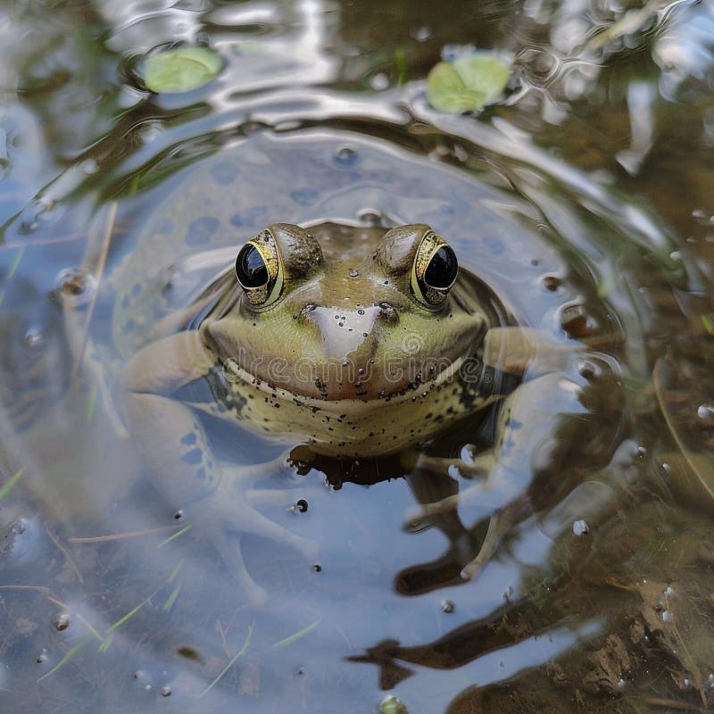 Frog Jumping in Pond with Smiley Face Stock Illustration - Illustration ...