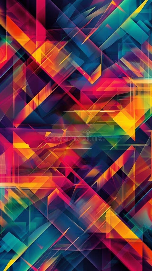 Geometric Shapes Intersecting in Vivid Colors Stock Illustration ...