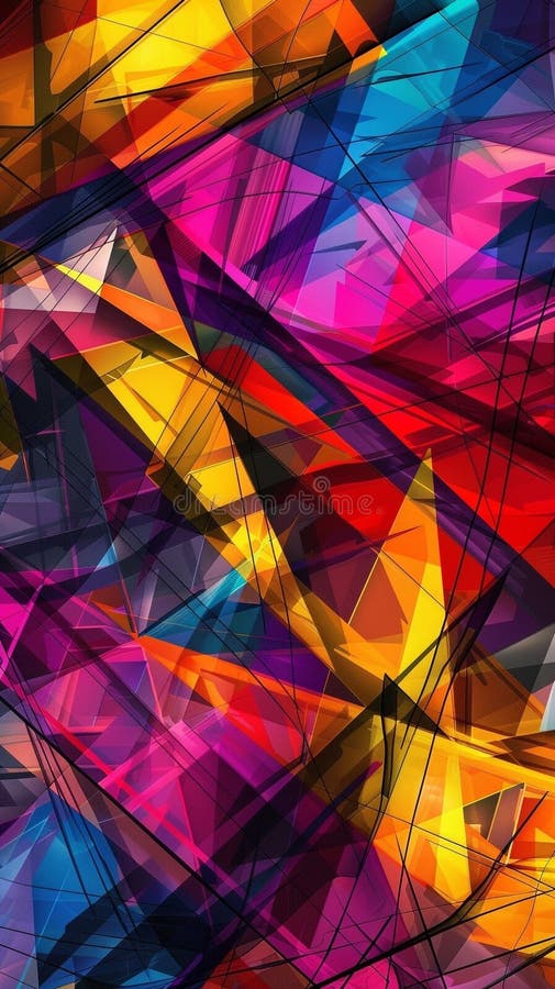 Geometric Shapes Intersecting in Vivid Colors Stock Illustration ...