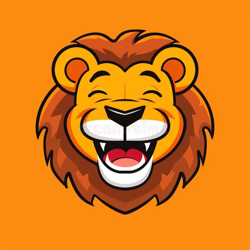 Lion Roaring with a Smiley Face Stock Illustration - Illustration of ...