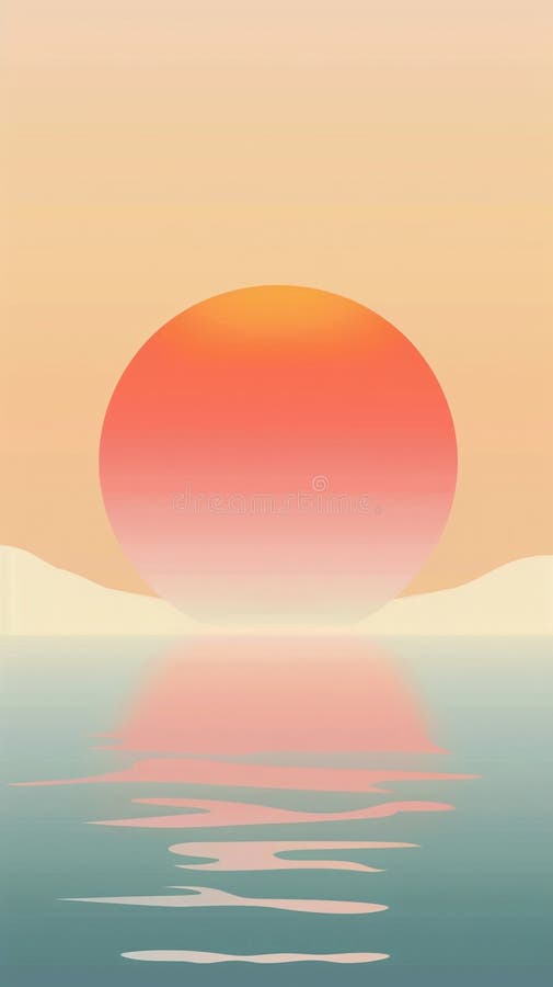 Rising Sun Over Calm Gradient Sky Stock Illustration - Illustration of ...