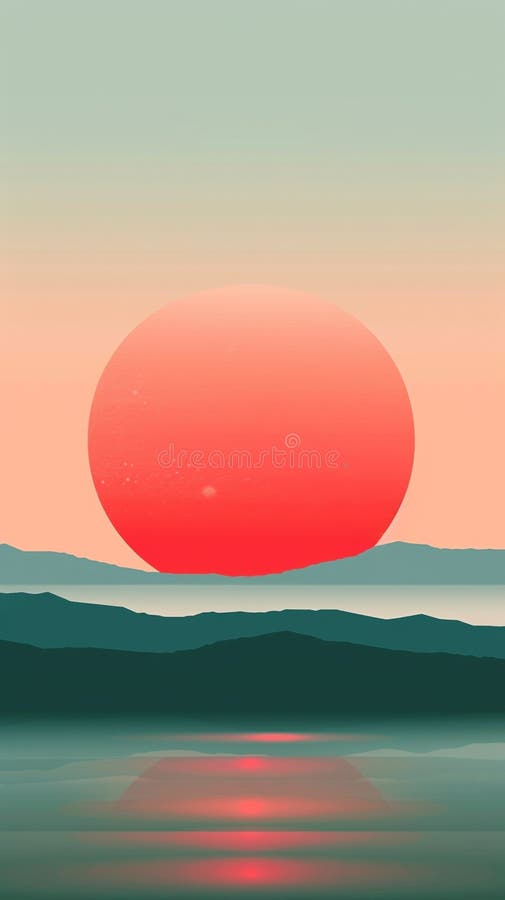 Rising Sun Over Calm Gradient Sky Stock Illustration - Illustration of ...