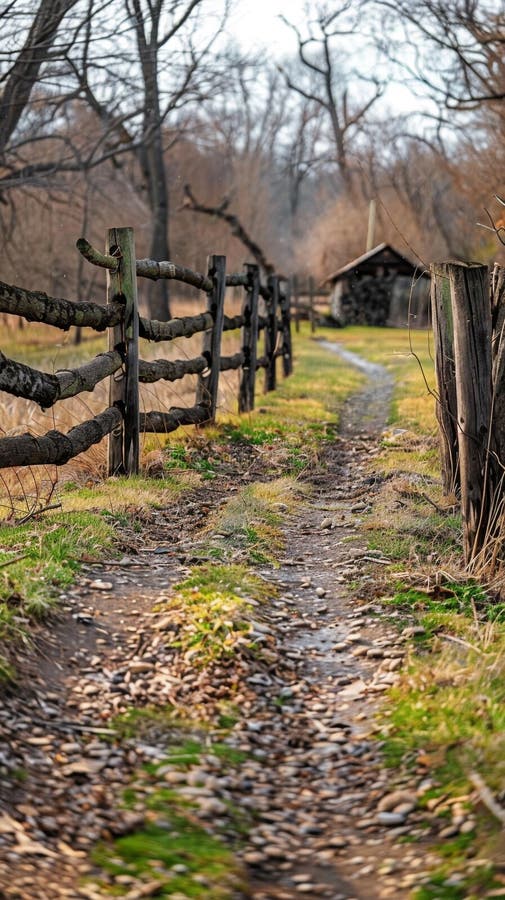 Rustic Pathway Winding through Countryside Fields Stock Illustration ...