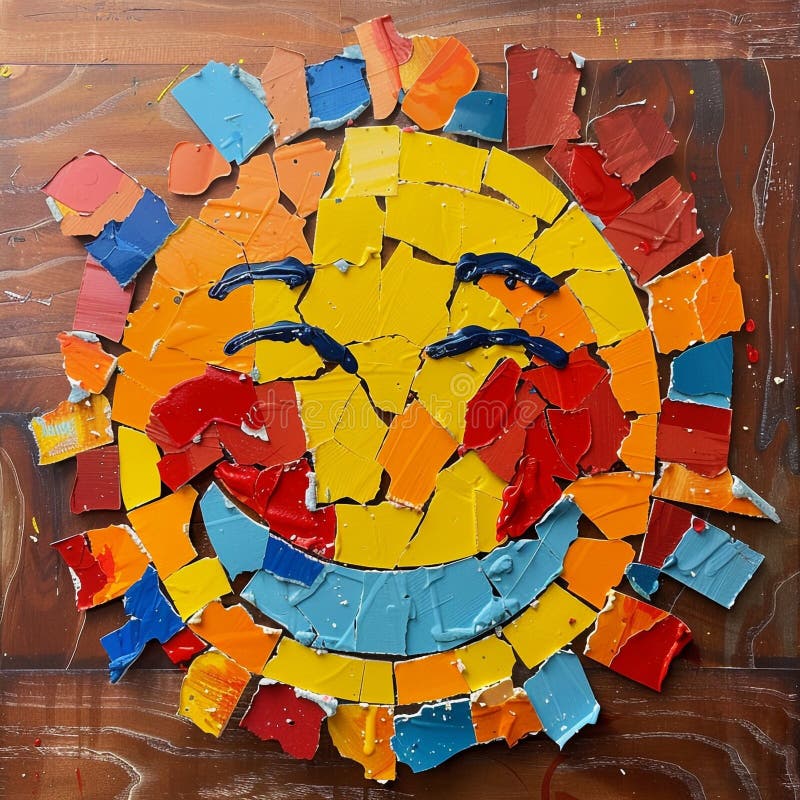 Smiley Face Applying Glue To Stick Pieces Together Stock Illustration ...