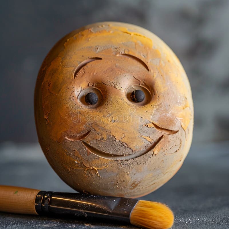 Smiley Face Applying Makeup with a Brush Stock Illustration ...