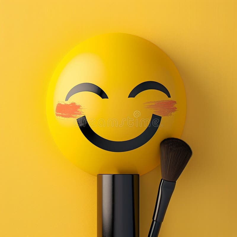 Smiley Face Applying Makeup with a Brush Stock Illustration ...