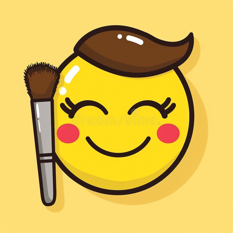 Smiley Face Applying Makeup with a Brush Stock Illustration ...
