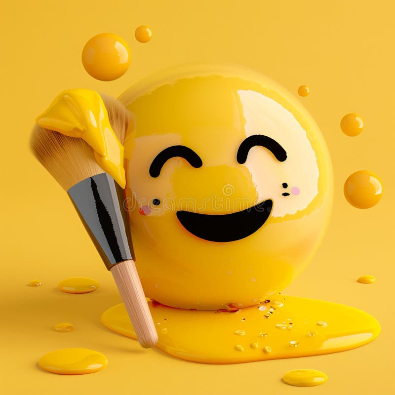 Smiley Face Applying Makeup with a Brush Stock Illustration ...