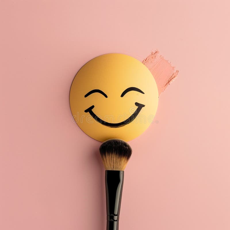 Smiley Face Applying Makeup with a Brush Stock Illustration ...