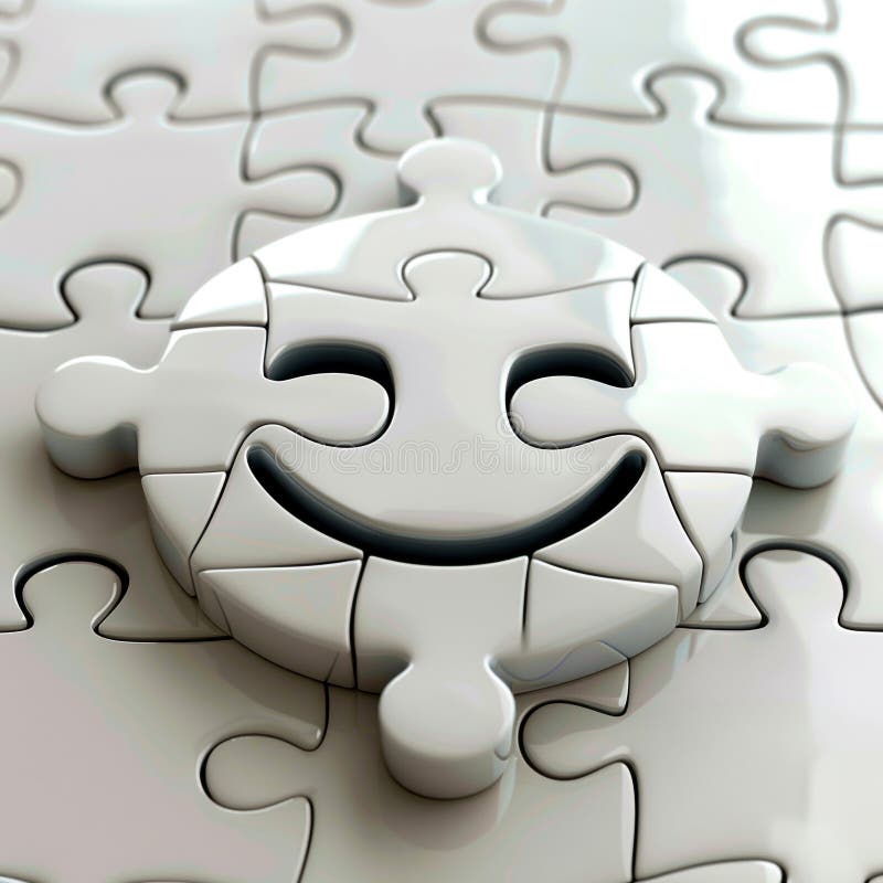 Smiley Face Assembling Jigsaw Puzzle Pieces Stock Illustration ...