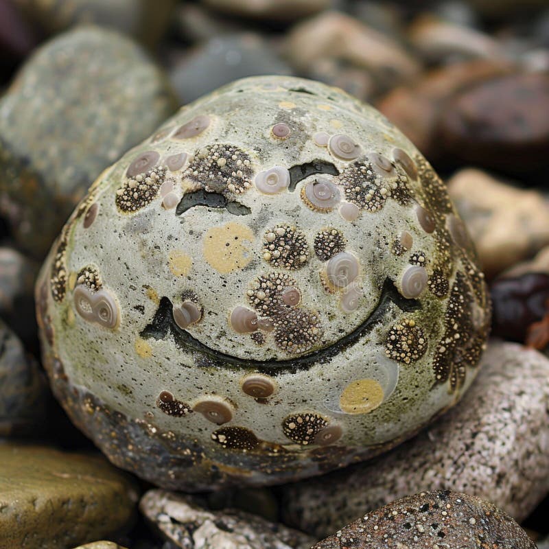 Smiley Face with Barnacle Clinging To Rocks Stock Illustration ...