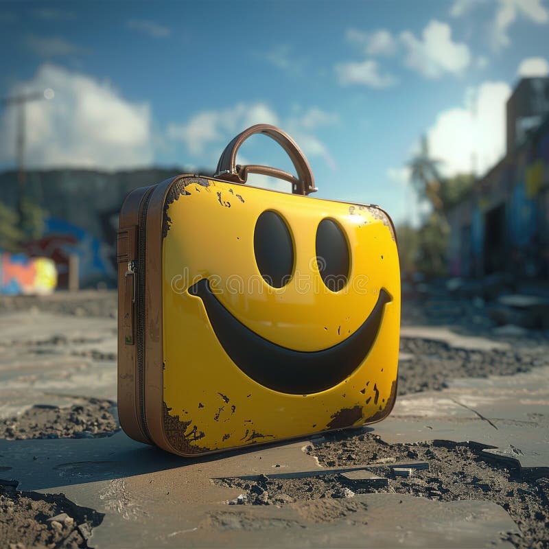 Smiley Face Carrying Briefcase Going To Work Stock Illustration ...