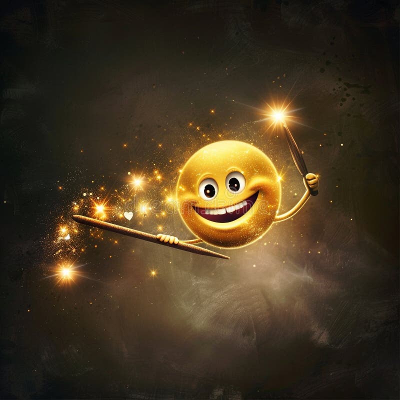 Smiley Face Casting Spells with a Magic Wand Stock Illustration ...