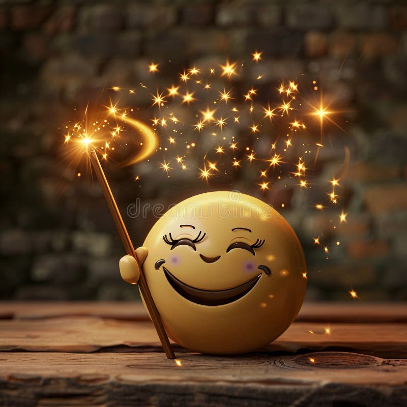 Smiley Face Casting Spells with a Magic Wand Stock Illustration ...