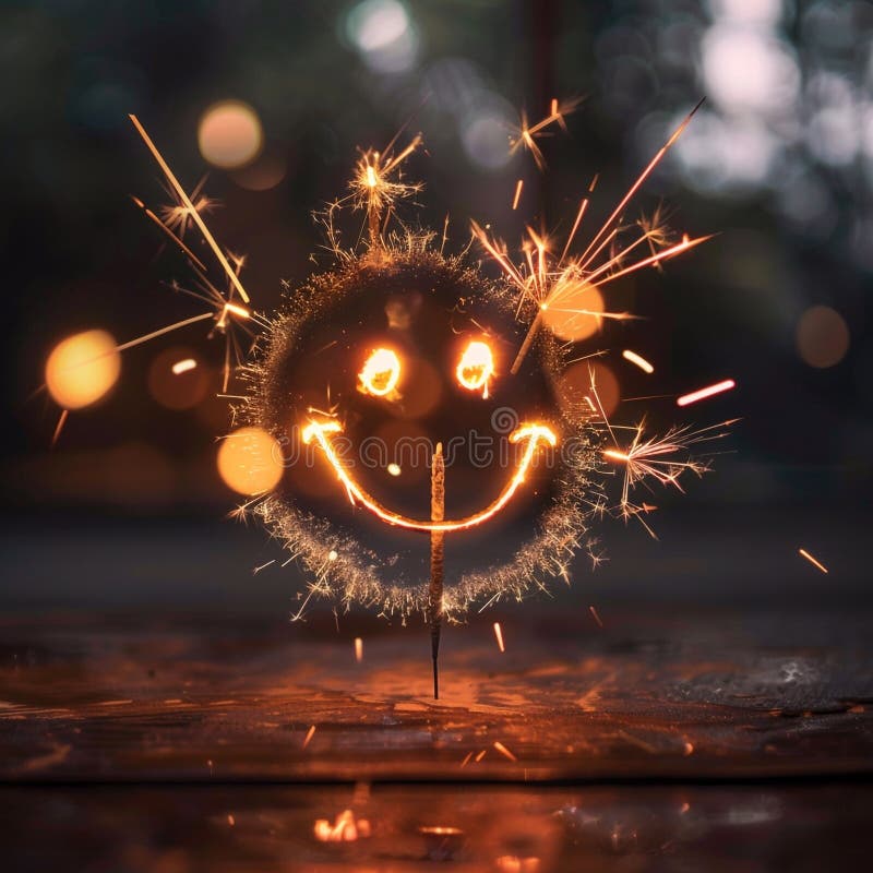 Smiley Face Celebrating with Firework Stock Illustration - Illustration ...