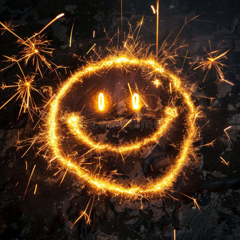 Smiley Face Celebrating with Firework Stock Illustration - Illustration ...