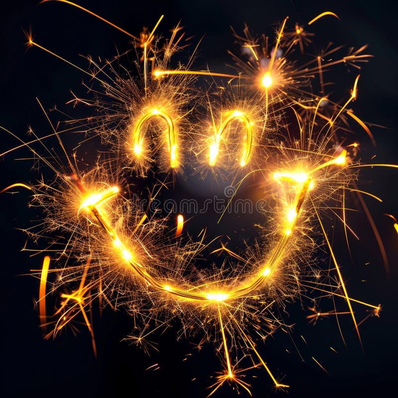 Smiley Face Celebrating New Year S Eve with Fireworks Stock ...