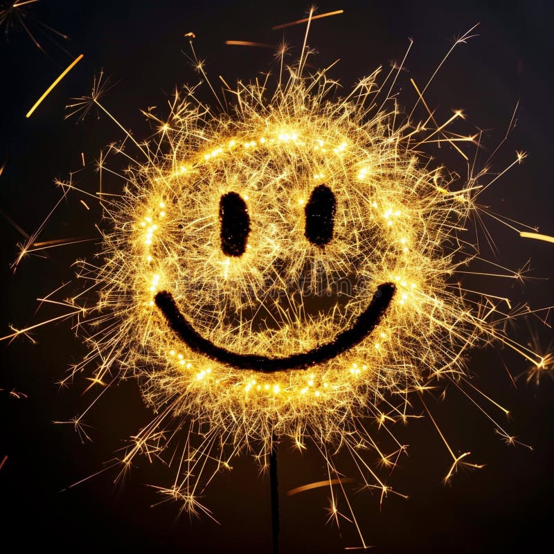 Smiley Face Celebrating New Year S Eve with Fireworks Stock ...