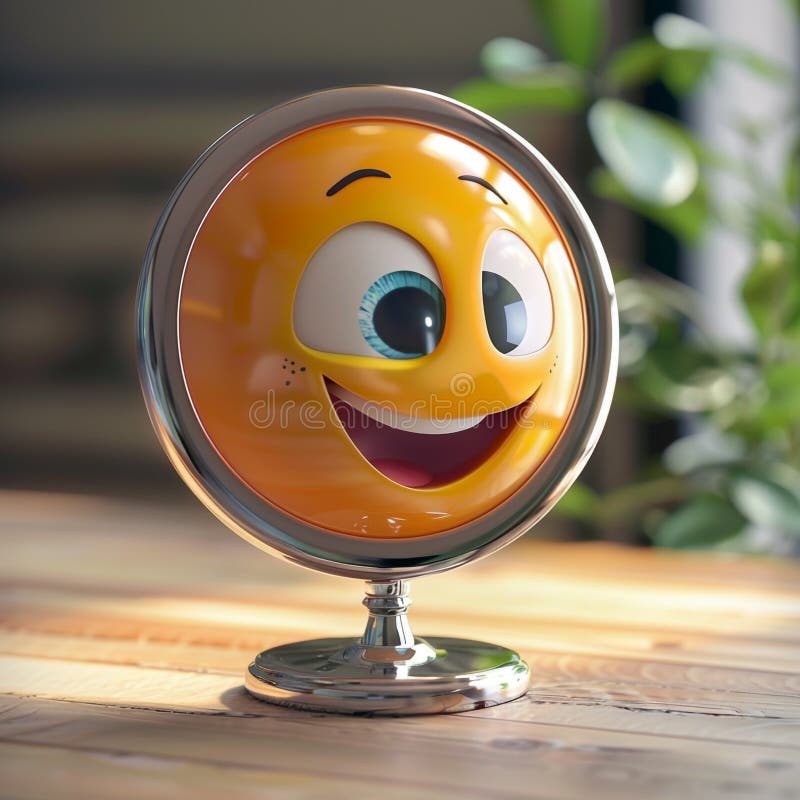 Smiley Face Checking Appearance in Mirror Stock Illustration ...