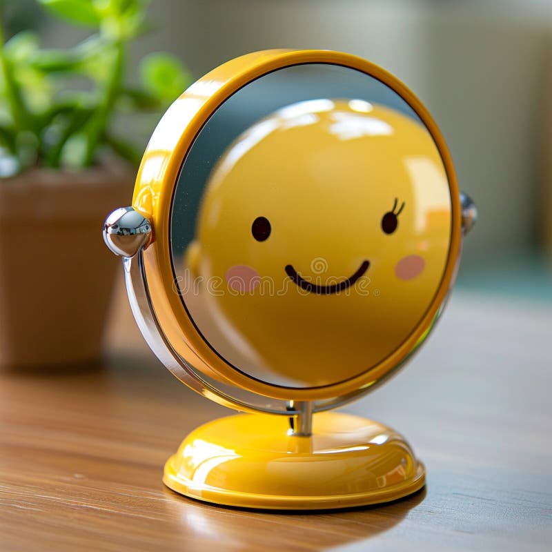 Smiley Face Checking Appearance in Mirror Stock Illustration ...