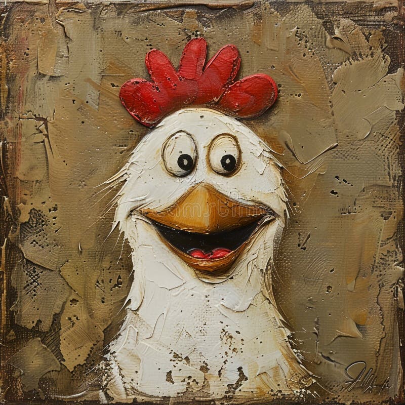 Smiley Face with Chicken Pecking at the Ground Stock Illustration ...