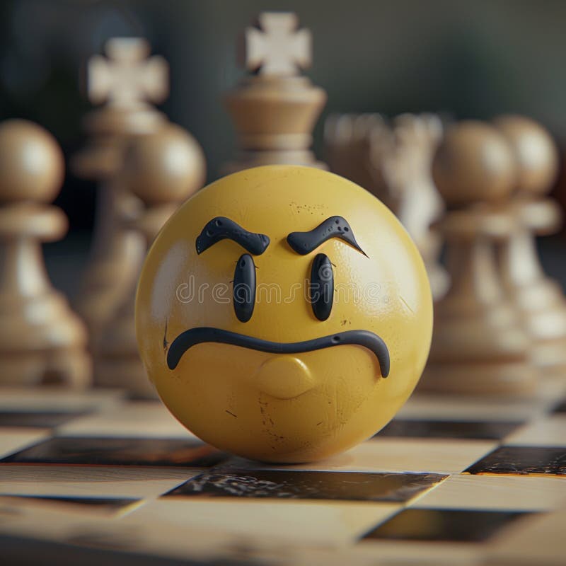 Smiley Face Contemplating Move on Chess Board Stock Illustration ...
