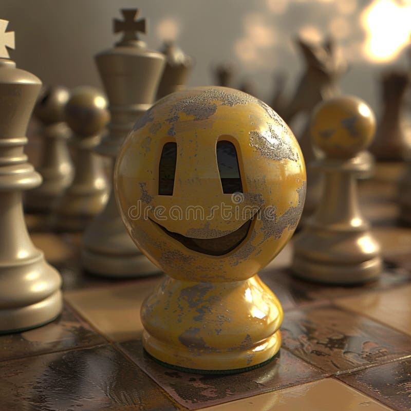 Smiley Face Contemplating Move on Chess Board Stock Illustration ...