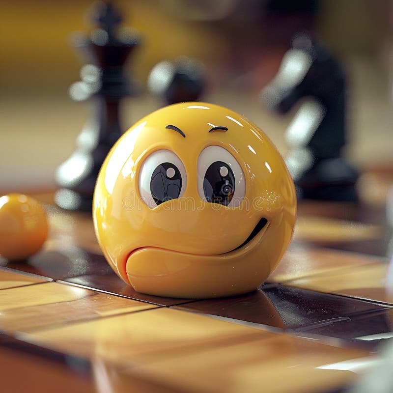 Smiley Face Contemplating Move on Chess Board Stock Illustration ...
