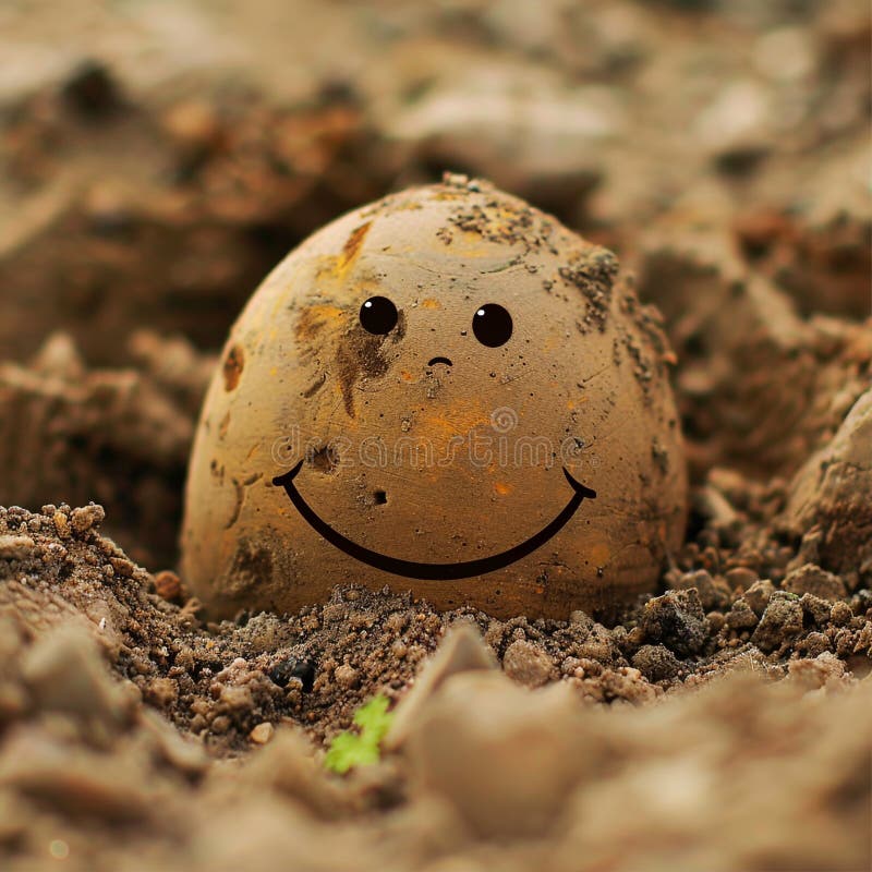 Smiley Face Digging Underground with a Mole Stock Illustration ...