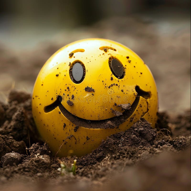 Smiley Face Digging Underground with a Mole Stock Illustration ...