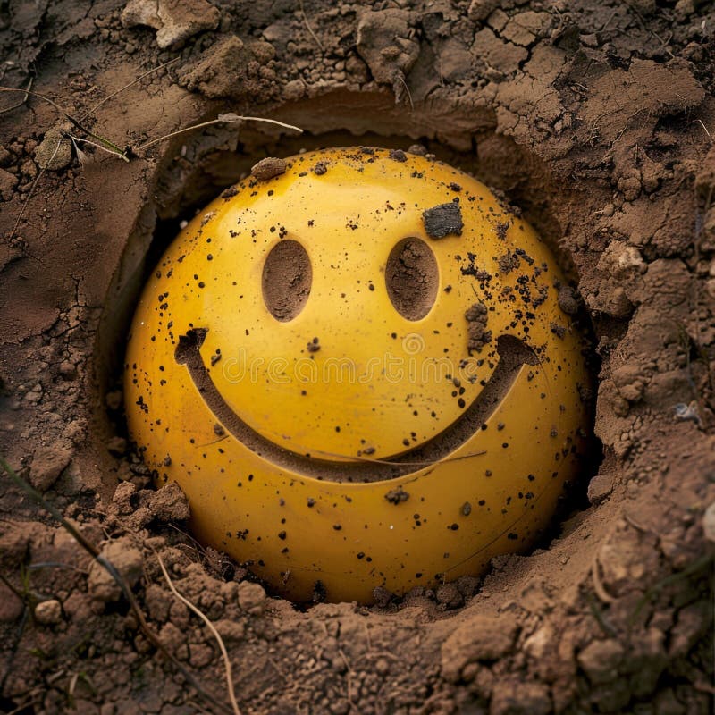 Smiley Face Digging Underground with a Mole Stock Illustration ...