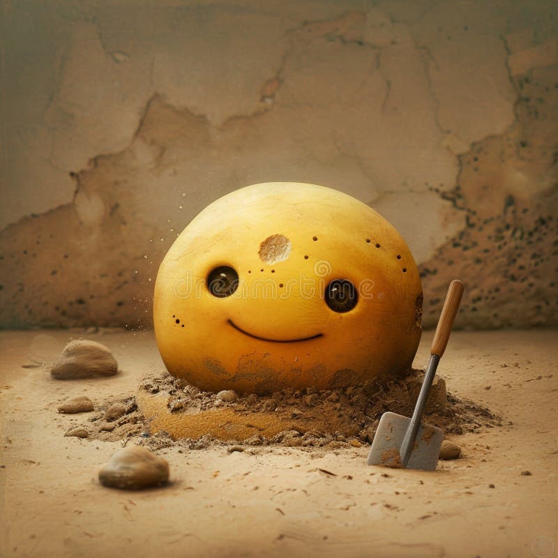 Smiley Face Digging Underground with a Mole Stock Illustration ...
