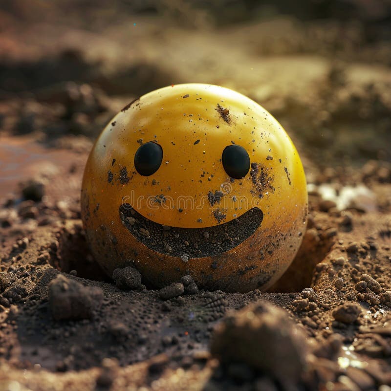Smiley Face Digging Underground with a Mole Stock Illustration ...