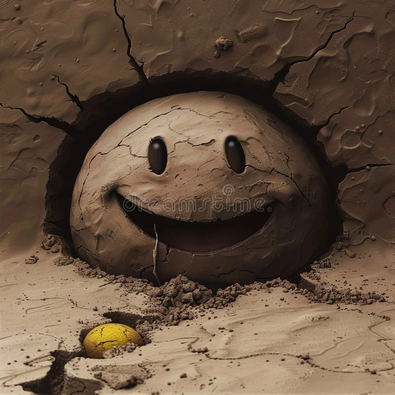 Smiley Face Digging Underground with a Mole Stock Illustration ...