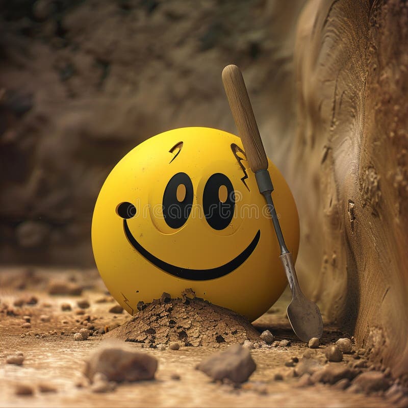 Smiley Face Digging Underground with a Mole Stock Illustration ...