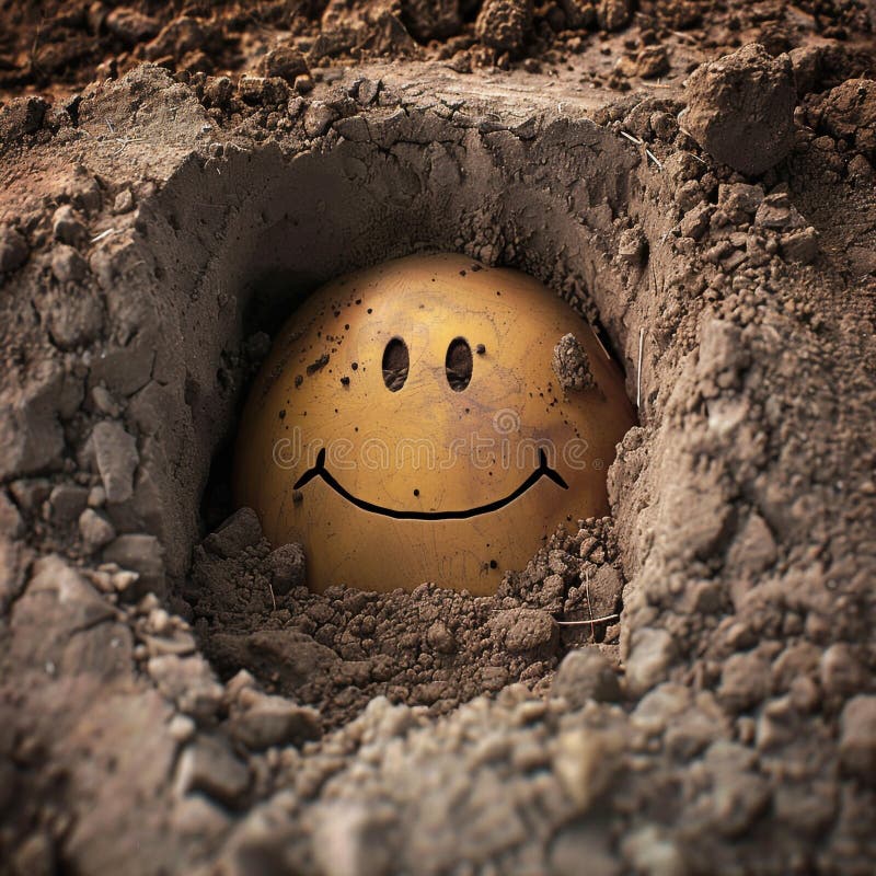 Smiley Face Digging Underground with a Mole Stock Illustration ...