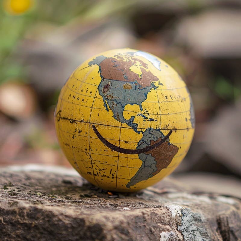 Smiley Face Exploring Globe Stock Illustration - Illustration of ...