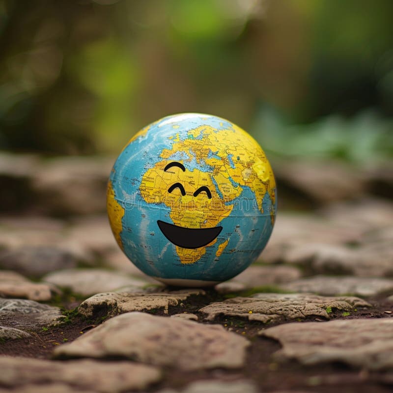 Smiley Face Exploring Globe Stock Illustration - Illustration of ...